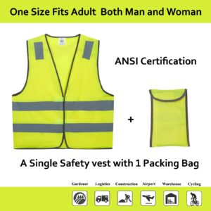 Lavori-AK Yellow Safety Vests 5 Pack- ANSI Class 2,Yellow Reflective High Visibility Construction Work Vests for Men,Woman,Hi Vis Mesh and Neon Silver Strip