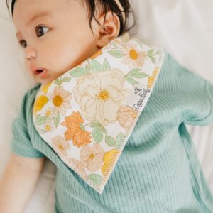 Copper Pearl Baby Bandana Bibs - 4 Pack Soft Cotton Baby Bibs for Drooling and Teething, Absorbent Drool Bibs for Baby Girl and Boy, Adjustable to Fit Newborns to Toddlers, Tons of Styles (Lemon)