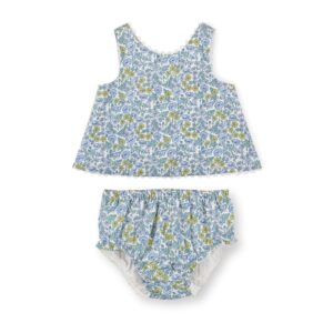 hope & henry layette baby girl woven swing top and ruffle bloomer 2-piece set