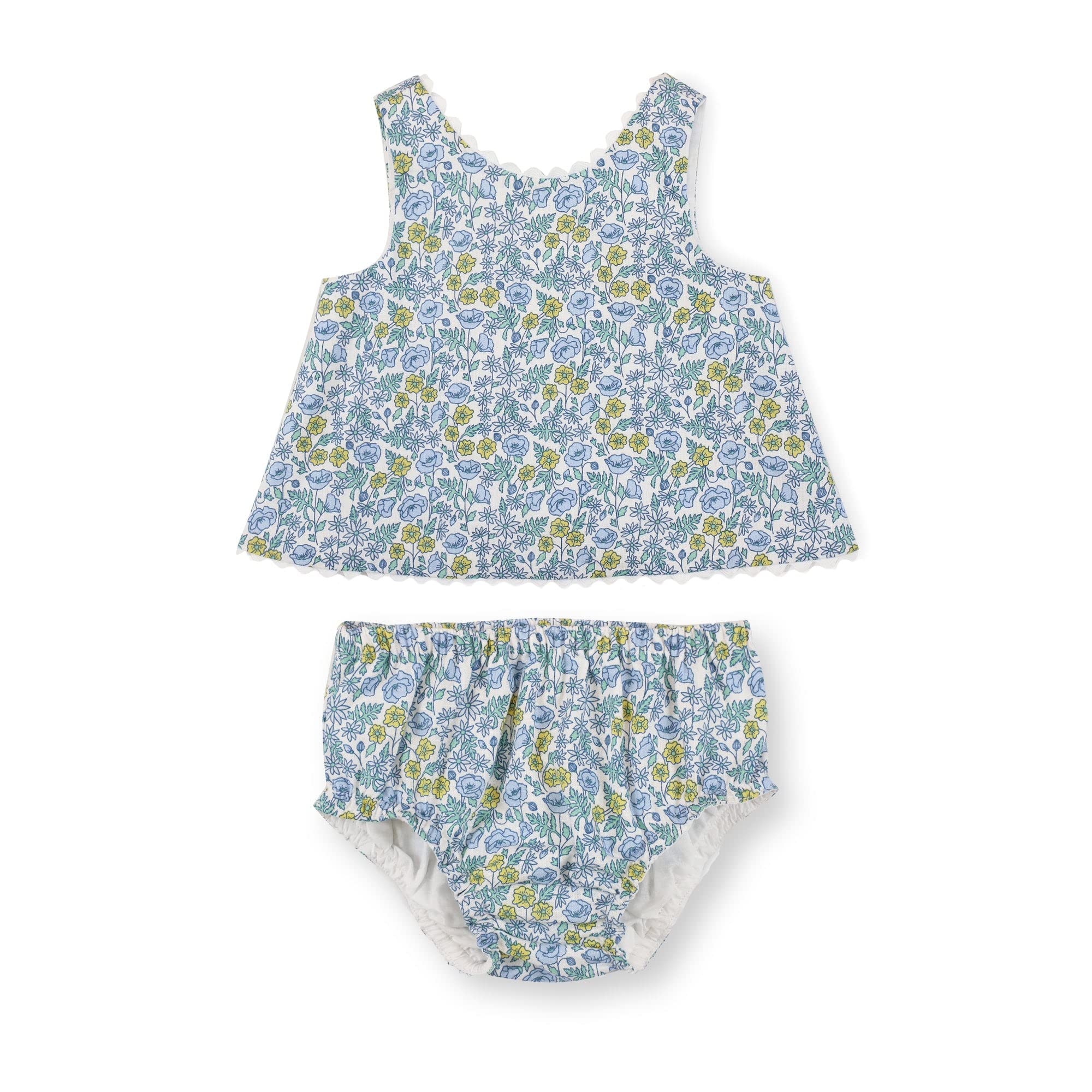 Hope & Henry Layette Baby Girl Woven Swing Top and Ruffle Bloomer 2-Piece Set