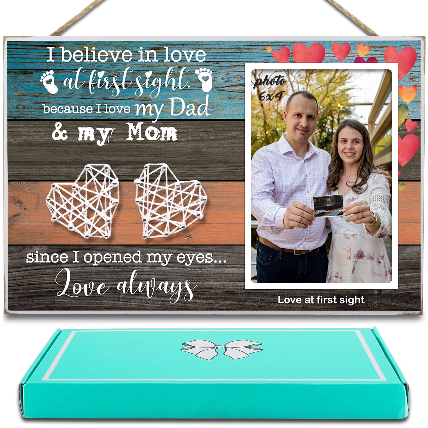 KU-DaYi Sonogram Picture Frame for New Mom Dad, Pregnancy Photo Frame for First Time Moms Dad, Love at First Sight Ultrasound Picture Frames 4x6 In Photo - F033