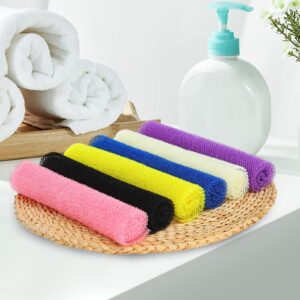 6 Pieces African Bath Sponge African Net Long Net Bath Sponge Exfoliating Shower Body Scrubber Back Scrubber Skin Smoother,Great for Daily Use (Black,Off-White,Blue,Pink,Yellow,Purple)