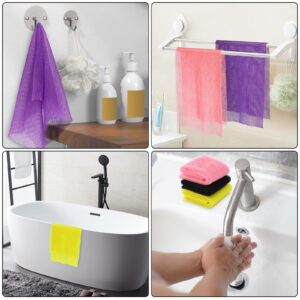 6 Pieces African Bath Sponge African Net Long Net Bath Sponge Exfoliating Shower Body Scrubber Back Scrubber Skin Smoother,Great for Daily Use (Black,Off-White,Blue,Pink,Yellow,Purple)