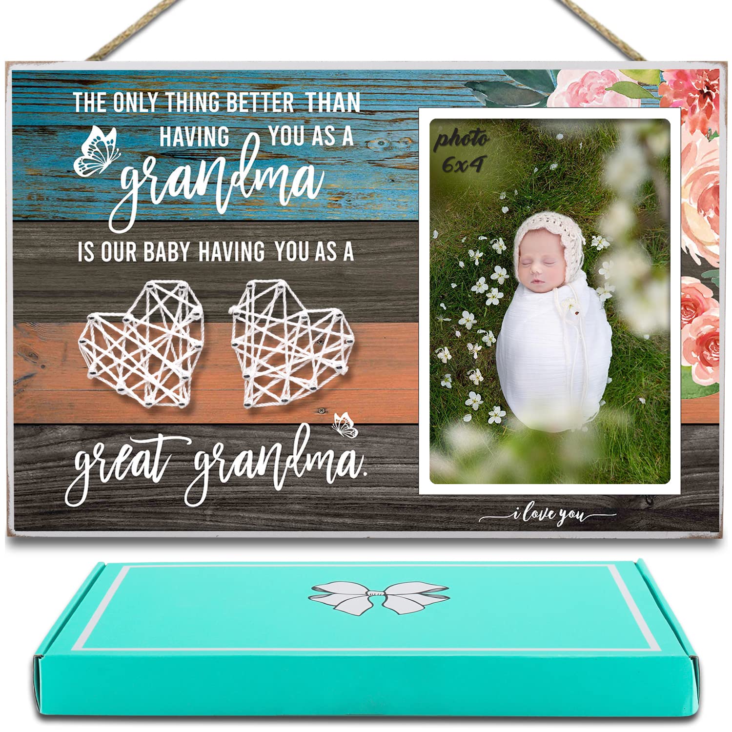 KU-DaYi Baby Announcement Picture Frame for Great Grandma - Ultrasound Picture Photo Frame Baby Announcement Gift for Great Grandma 4x6 In Photo - F020