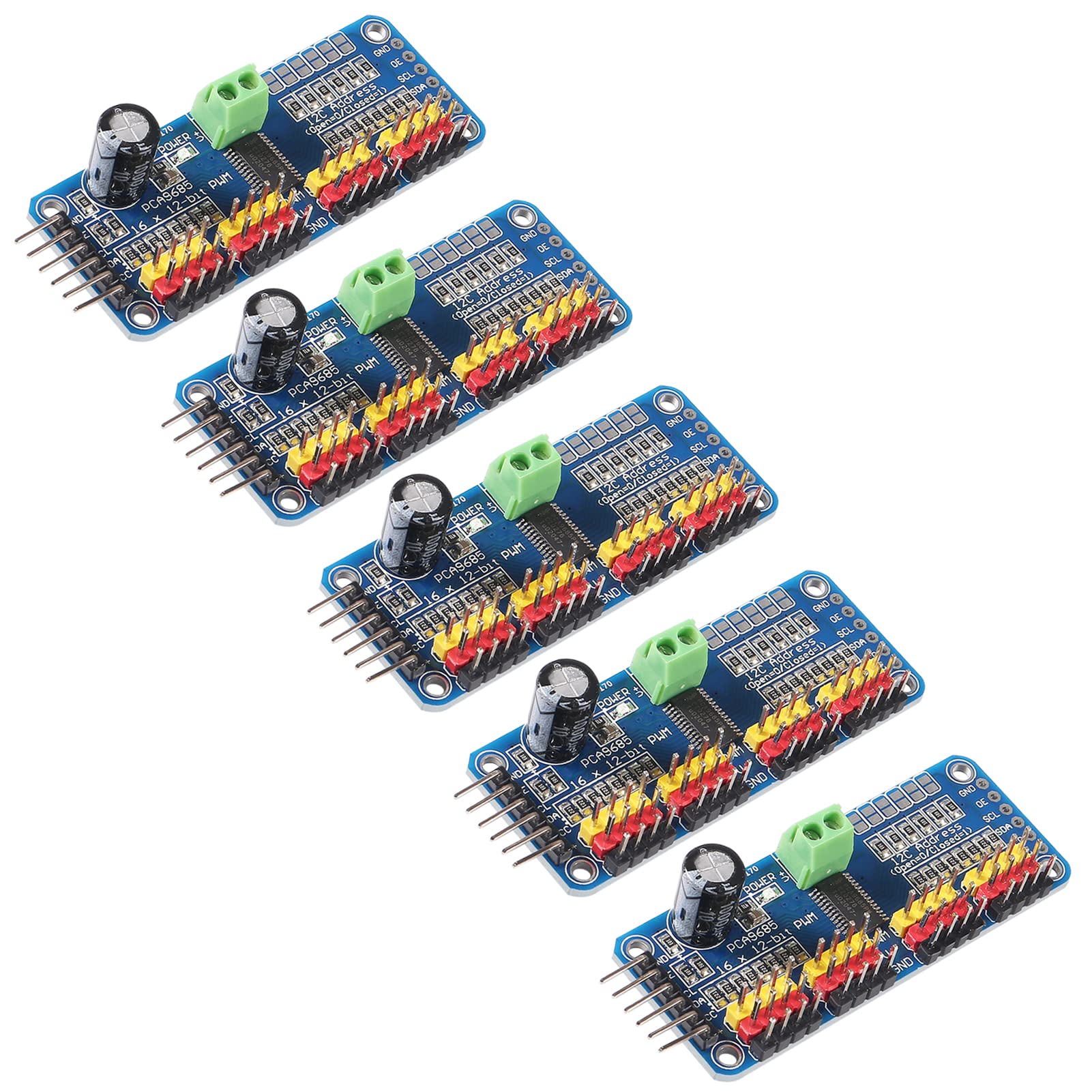 5Pcs PCA9685 16 Channel 12-bit PWM Servo Motor Driver Board I2C interface Controller PCA9685 module Raspberry Pi Shield Module Servo Shield