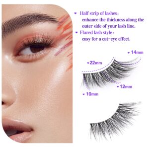 Half Lashes Fluffy Wispy Accent False Eyelashes ALPHONSE Natural Look Clear Band Fake Lash Strip Pack 5 Pairs