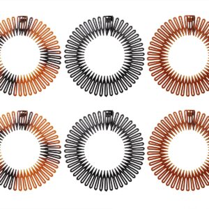 PENTA ANGEL Stretch Hair Combs 6Pcs Flexible Plastic Full Circular Circle Comb Headband Hair Wrap Holder Hairband for Women (Classic Style)