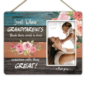 ku-dayi baby announcement picture frame for great grandparents, great grandparent gifts, first time new great grandparents gifts (work is done) 4x6 in photo - f019