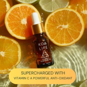 KOA LIFE Facial Oil and Vitamin C Serum - Invigorating Face Oil Formulated with Vitamin E, Rosehip, Hemp, Safflower, and Grape Seed Oil, For Skin Brightening and Hydration, 0.5 Fl OZ