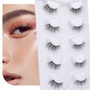 half lashes fluffy wispy accent false eyelashes alphonse natural look clear band fake lash strip pack 5 pairs