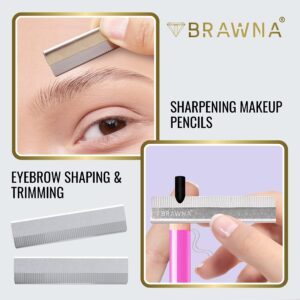 BRAWNA PMU Supplies Eyebrow Razor Blades - Stainless Steel Single Edge Razor Blades - Eyebrow Pencil Shaper - Duckbill - Shape Pencil Sharpening Tool for Waterproof Peel Off Pencils - 10 Pck