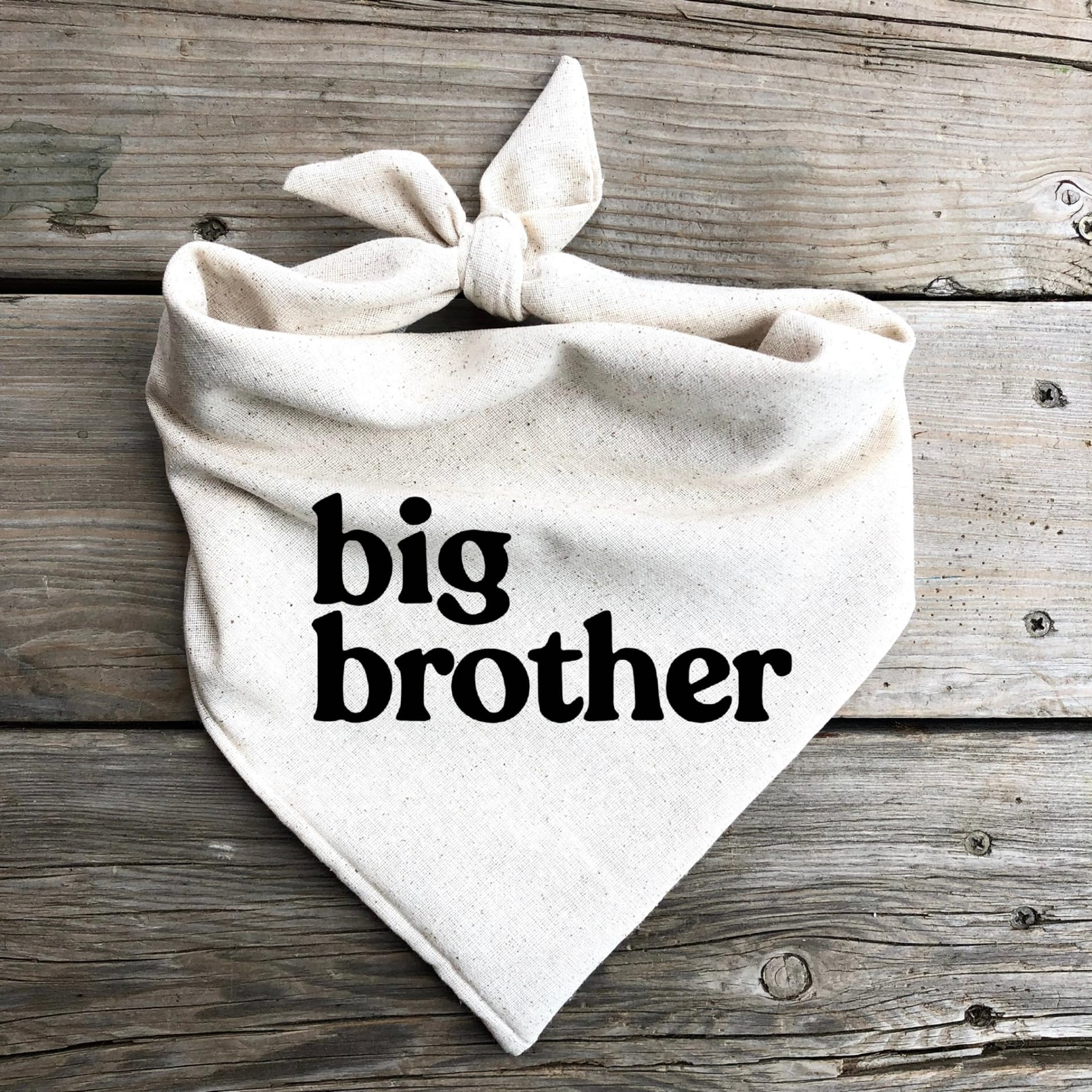 Dog Bandana Pregnancy Announcement Big Brother Baby Reveal Oatmeal Cream Minimal Neutral Color Announcement to Family (X-Large)