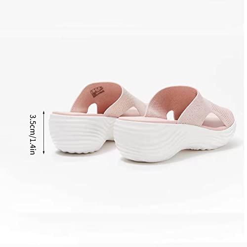 sckarle Women Summer Slides Casual Platform Sandals Open Toe Slip on Cutout Backless Wedge Sandals