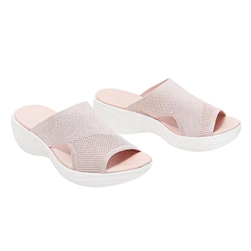 sckarle Women Summer Slides Casual Platform Sandals Open Toe Slip on Cutout Backless Wedge Sandals