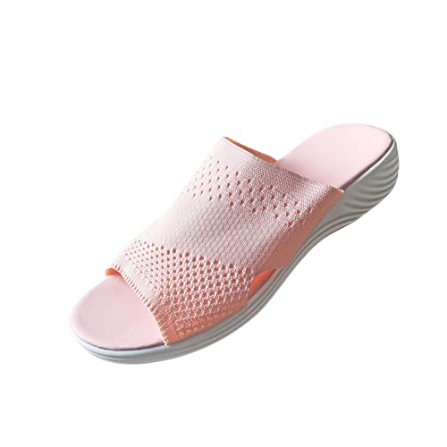 sckarle Women Summer Slides Casual Platform Sandals Open Toe Slip on Cutout Backless Wedge Sandals