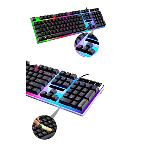 OSALADI Mouse Mechanic Keyboard RGB Gaming Keyboard and LED Ergonomic Mechanical Gaming Keyboard USB Wired Backlight Gaming and Keyboard Set for PC Computer Gaming and Work （ Black ）