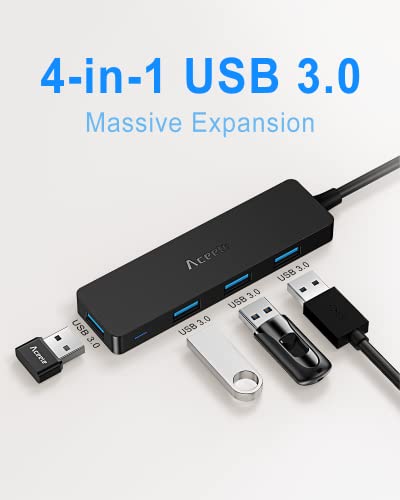 Aceele 4 Port USB 3.0 Hub with 4ft Extended Cable, Ultra Slim USB Type C to USB 3.0 Hub Adapter, USB C Hub for MacBook Pro iMac Samsung Galaxy Note 10 S10 S9 LG Google Chromebook Pixelbook Dell XPS