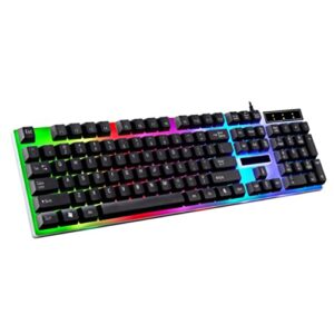 OSALADI Mouse Mechanic Keyboard RGB Gaming Keyboard and LED Ergonomic Mechanical Gaming Keyboard USB Wired Backlight Gaming and Keyboard Set for PC Computer Gaming and Work （ Black ）