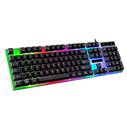 OSALADI Mouse Mechanic Keyboard RGB Gaming Keyboard and LED Ergonomic Mechanical Gaming Keyboard USB Wired Backlight Gaming and Keyboard Set for PC Computer Gaming and Work （ Black ）