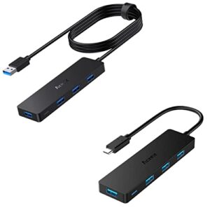 aceele 4 port usb 3.0 hub with 4ft extended cable, ultra slim usb type c to usb 3.0 hub adapter, usb c hub for macbook pro imac samsung galaxy note 10 s10 s9 lg google chromebook pixelbook dell xps