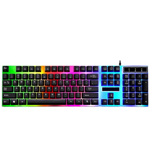 OSALADI Mouse Mechanic Keyboard RGB Gaming Keyboard and LED Ergonomic Mechanical Gaming Keyboard USB Wired Backlight Gaming and Keyboard Set for PC Computer Gaming and Work （ Black ）