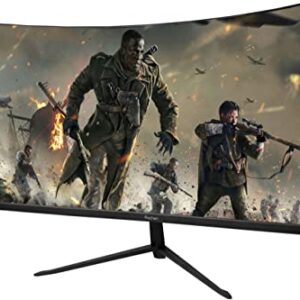 Prechen 24" Curved Frameless Gaming Monitor, 1800R, VA, FHD 1920x1080, 165Hz (144Hz Supported), AMD FreeSync Premium, 3000:1 Contrast Ratio, 2ms, VESA Mountable, HDMI, USB, DisplayPort, Black