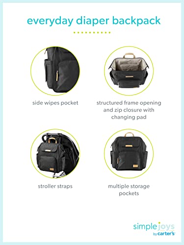 Simple Joys by Carter's Everyday Diaper Backpack, Black, One Size