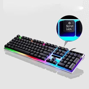 OSALADI Mouse Mechanic Keyboard RGB Gaming Keyboard and LED Ergonomic Mechanical Gaming Keyboard USB Wired Backlight Gaming and Keyboard Set for PC Computer Gaming and Work （ Black ）