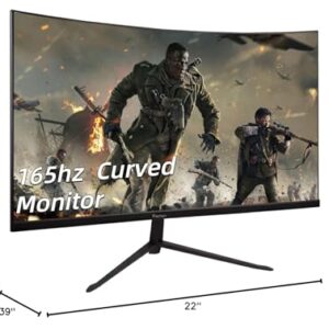 Prechen 24" Curved Frameless Gaming Monitor, 1800R, VA, FHD 1920x1080, 165Hz (144Hz Supported), AMD FreeSync Premium, 3000:1 Contrast Ratio, 2ms, VESA Mountable, HDMI, USB, DisplayPort, Black