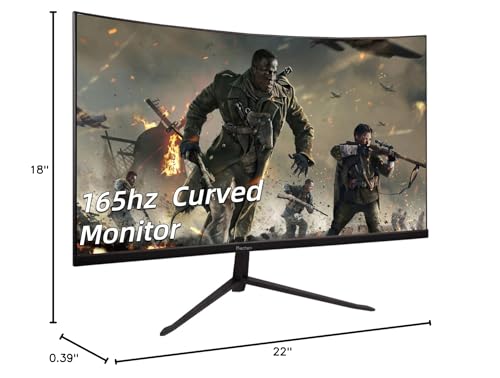 Prechen 24" Curved Frameless Gaming Monitor, 1800R, VA, FHD 1920x1080, 165Hz (144Hz Supported), AMD FreeSync Premium, 3000:1 Contrast Ratio, 2ms, VESA Mountable, HDMI, USB, DisplayPort, Black