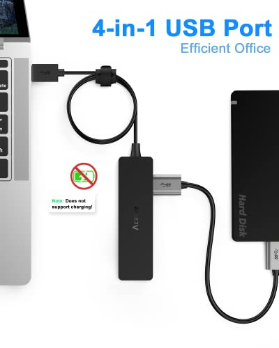 Aceele 4 Port USB 3.0 Hub with 4ft Extended Cable, Ultra Slim USB Type C to USB 3.0 Hub Adapter, USB C Hub for MacBook Pro iMac Samsung Galaxy Note 10 S10 S9 LG Google Chromebook Pixelbook Dell XPS