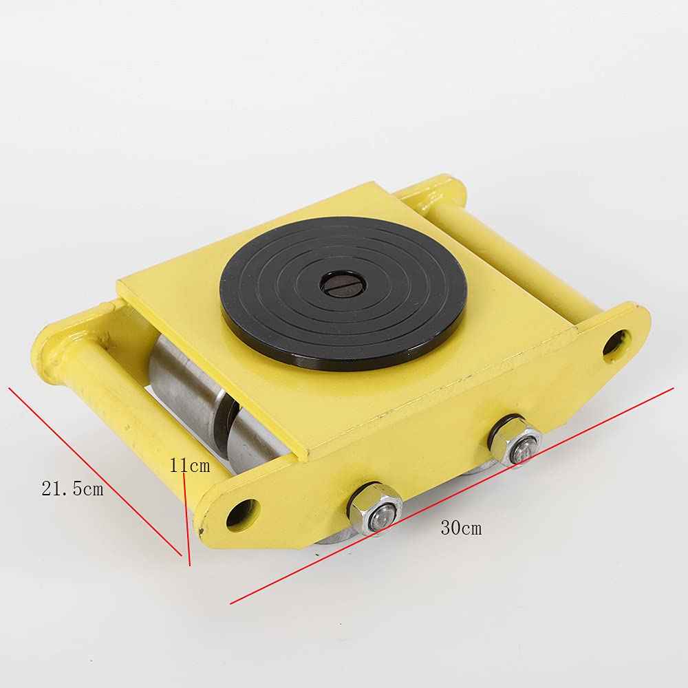 Machinery Mover,6T 13200 lbs Heavy Duty Industrial Dolly Machinery Skate Mover Dolly with 4 Steel Roller Kit,360 Degree Rotation Cap (6T Steel Wheels, Yellow)