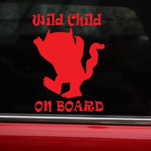 meitinalife wild baby on board stickers kids on board funny car stickers and decals baby in car styling bumper sticker windshield window vinyl decal for car body door decoration 5.11"x3.93" (reflective red)