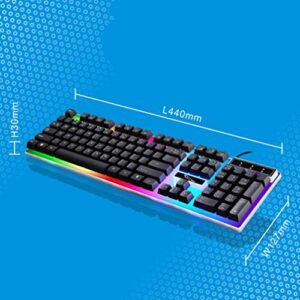 OSALADI Mouse Mechanic Keyboard RGB Gaming Keyboard and LED Ergonomic Mechanical Gaming Keyboard USB Wired Backlight Gaming and Keyboard Set for PC Computer Gaming and Work （ Black ）