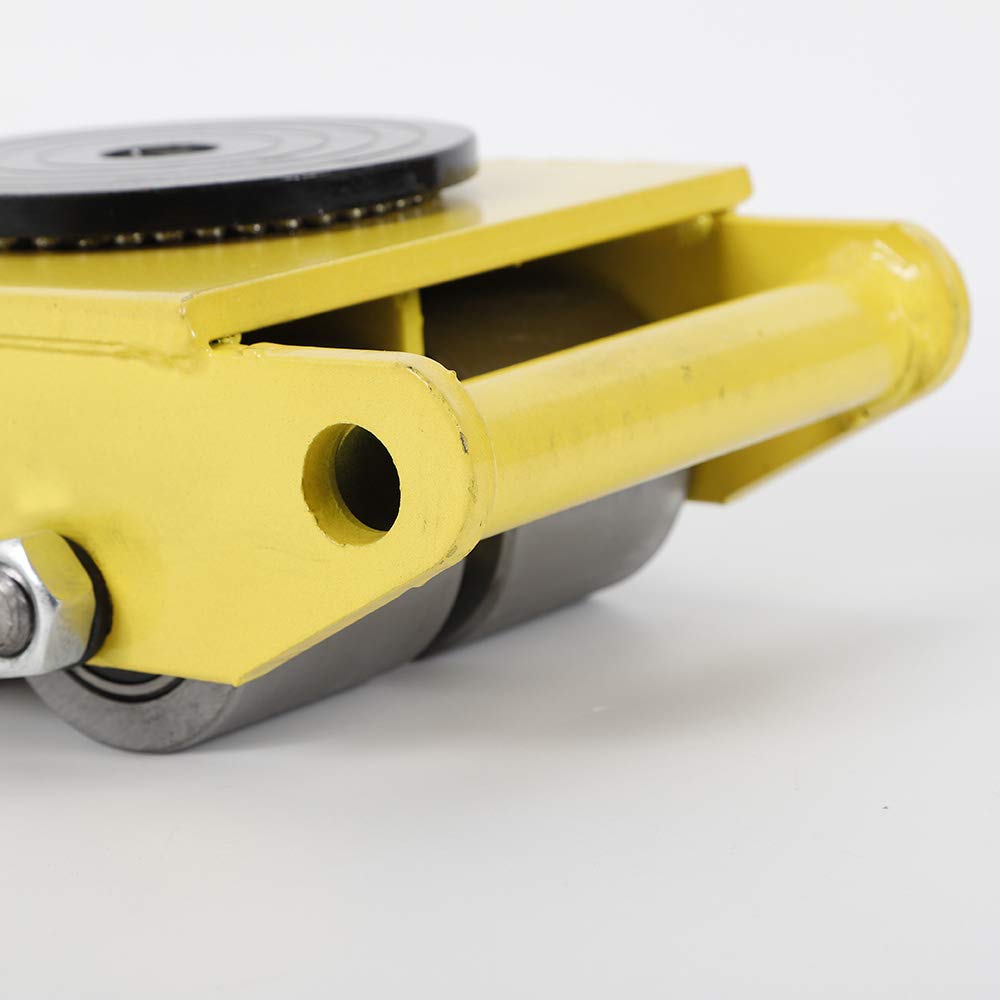 Machinery Mover,6T 13200 lbs Heavy Duty Industrial Dolly Machinery Skate Mover Dolly with 4 Steel Roller Kit,360 Degree Rotation Cap (6T Steel Wheels, Yellow)