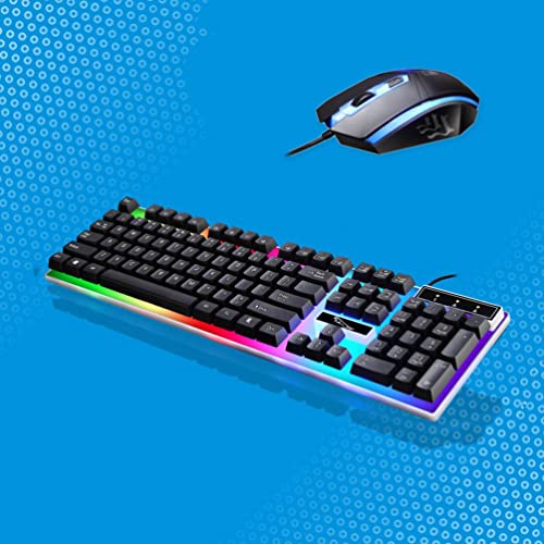 OSALADI Mouse Mechanic Keyboard RGB Gaming Keyboard and LED Ergonomic Mechanical Gaming Keyboard USB Wired Backlight Gaming and Keyboard Set for PC Computer Gaming and Work （ Black ）