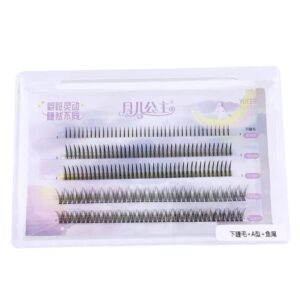 LASGOOS DIY Eyelash Extensions Natural 3D Individual Lash 40pcs 5mm Single Bottom/Lower Lash + 80pcs 10/11mm A Shape+ 80pcs Fish Tail Volume Lashes Mixed, Home Grafted C curl Lashes Pack