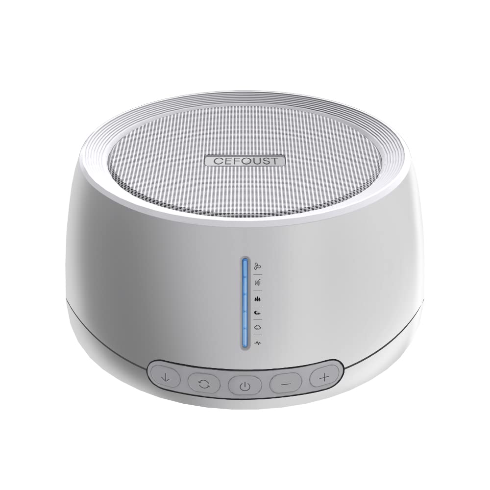 Cefoust White Noise Machine,Portable Sound Machine with 30 High Fidelity Soothing Sounds,Auto-Off Timer 36 Levels Audio Size Adjustment，Sleep Sound Machine for Baby Adults Kids(White) …