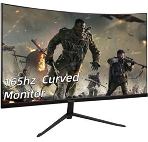 prechen 24" curved frameless gaming monitor, 1800r, va, fhd 1920x1080, 165hz (144hz supported), amd freesync premium, 3000:1 contrast ratio, 2ms, vesa mountable, hdmi, usb, displayport, black