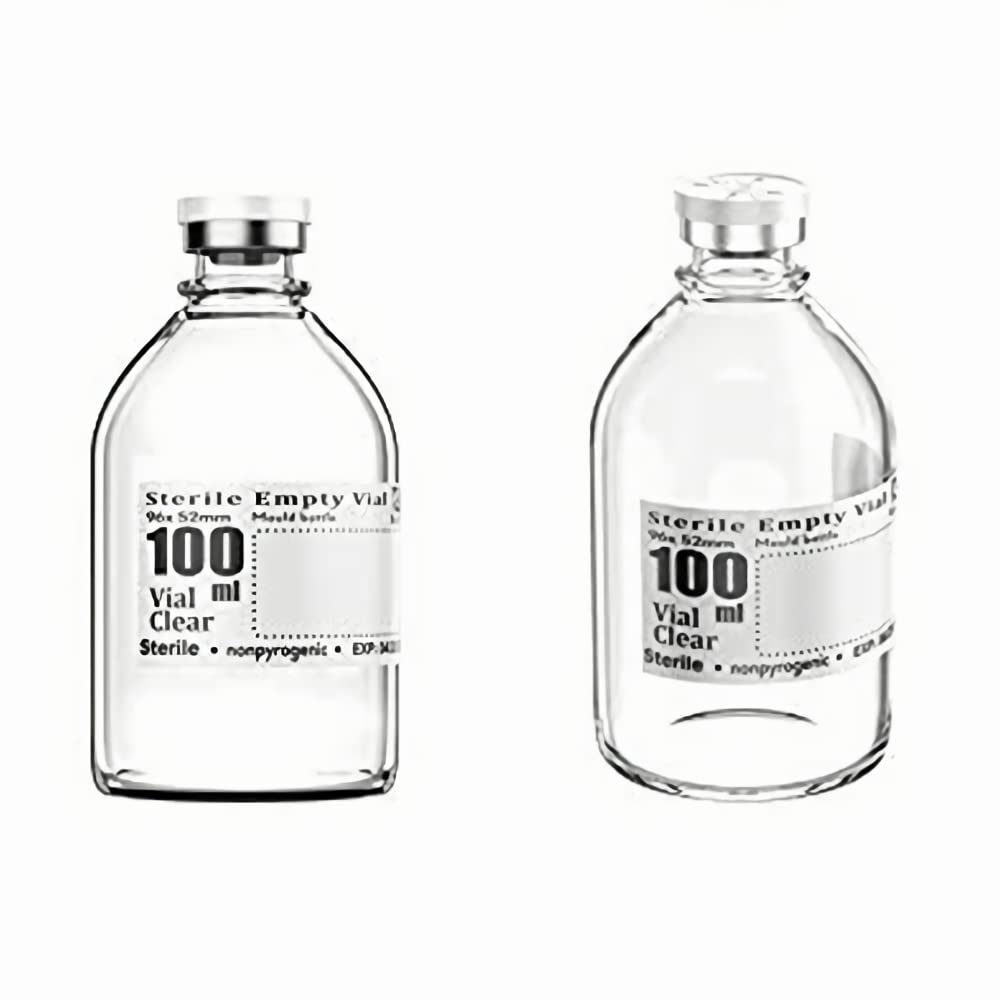 Biocomma 4pcs 100ml Sterile Empty Vial with Plastic Aluminum Flip Off Caps，Penicillin Bottle 20mm Crimp Top Sterile Transparent Borosilicate Lab Sample Vial (Transparent)