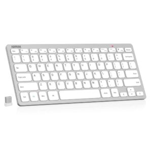 arteck 2.4g wireless keyboard ultra slim and compact keyboard with media hotkeys for computer desktop pc laptop surface smart tv and windows 11/10/8/7, silver