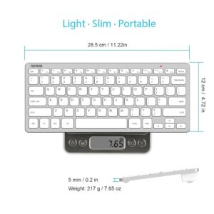 Arteck 2.4G Wireless Keyboard Ultra Slim and Compact Keyboard with Media Hotkeys for Computer Desktop PC Laptop Surface Smart TV and Windows 11/10/8/7, Silver