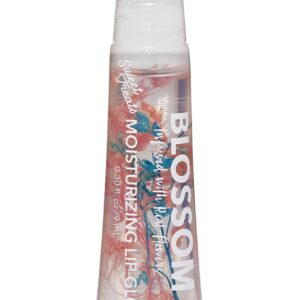 Blossom Flower Lip Gloss, High Shine Lip Gel, Scented, Thick Moisturizing Clear Lip Gloss Tubes with Nourishing Jojoba Seed Oil, Infused with Real Flowers, 0.3oz, Cotton Candy