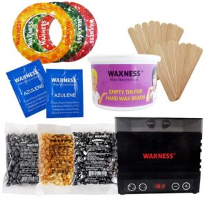 waxness natural and rosin free assortment hard wax kit with black w-cube warmer