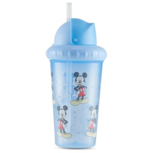 Disney Toddler Sippy Cups for Boys and Girls | 10 Ounce Sippy Cup Pack of Two with Straw and Lid | Durable Blue Leak Proof Travel Water Bottle for Toddlers