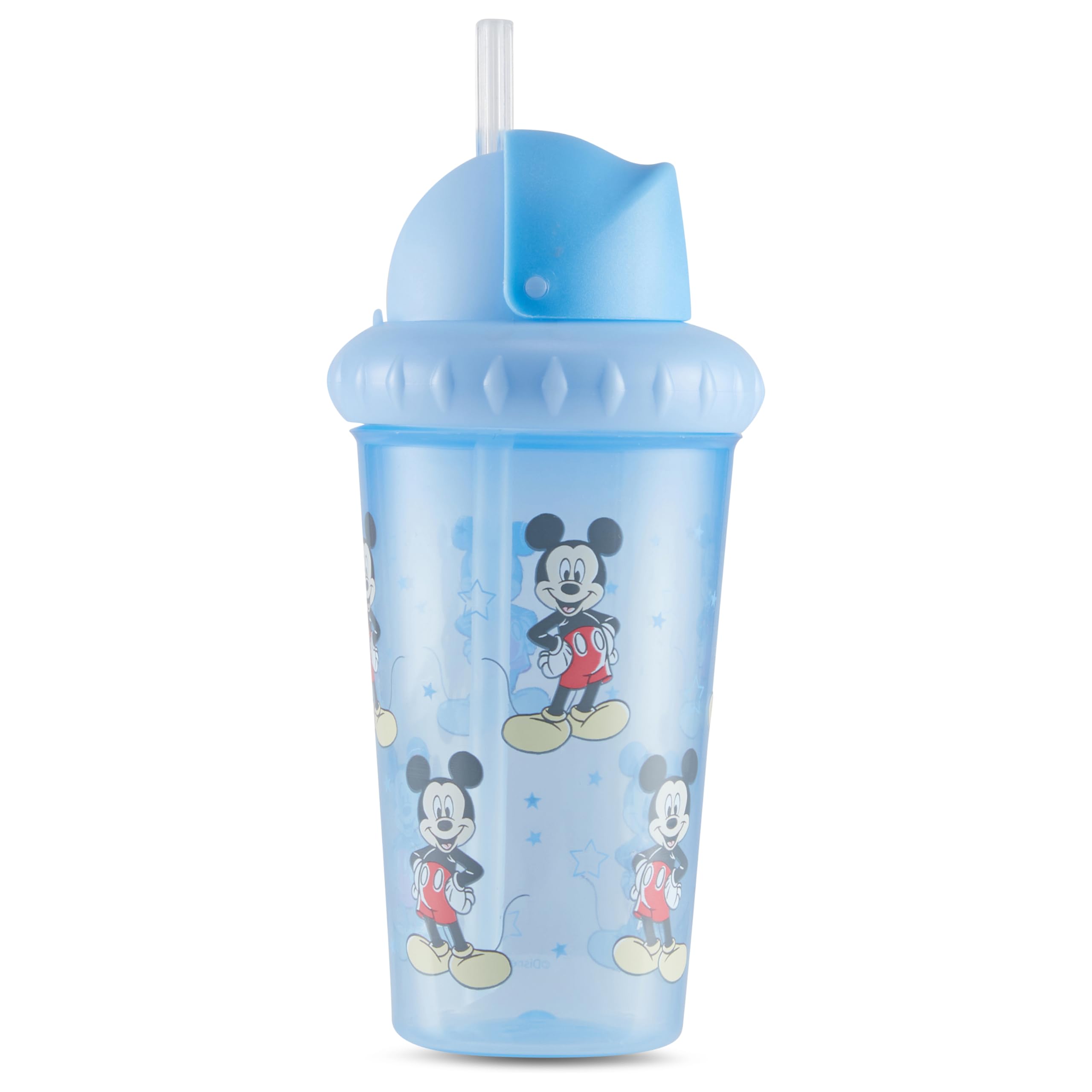 Disney Toddler Sippy Cups for Boys and Girls | 10 Ounce Sippy Cup Pack of Two with Straw and Lid | Durable Blue Leak Proof Travel Water Bottle for Toddlers