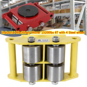 Machinery Mover,6T 13200 lbs Heavy Duty Industrial Dolly Machinery Skate Mover Dolly with 4 Steel Roller Kit,360 Degree Rotation Cap (6T Steel Wheels, Yellow)