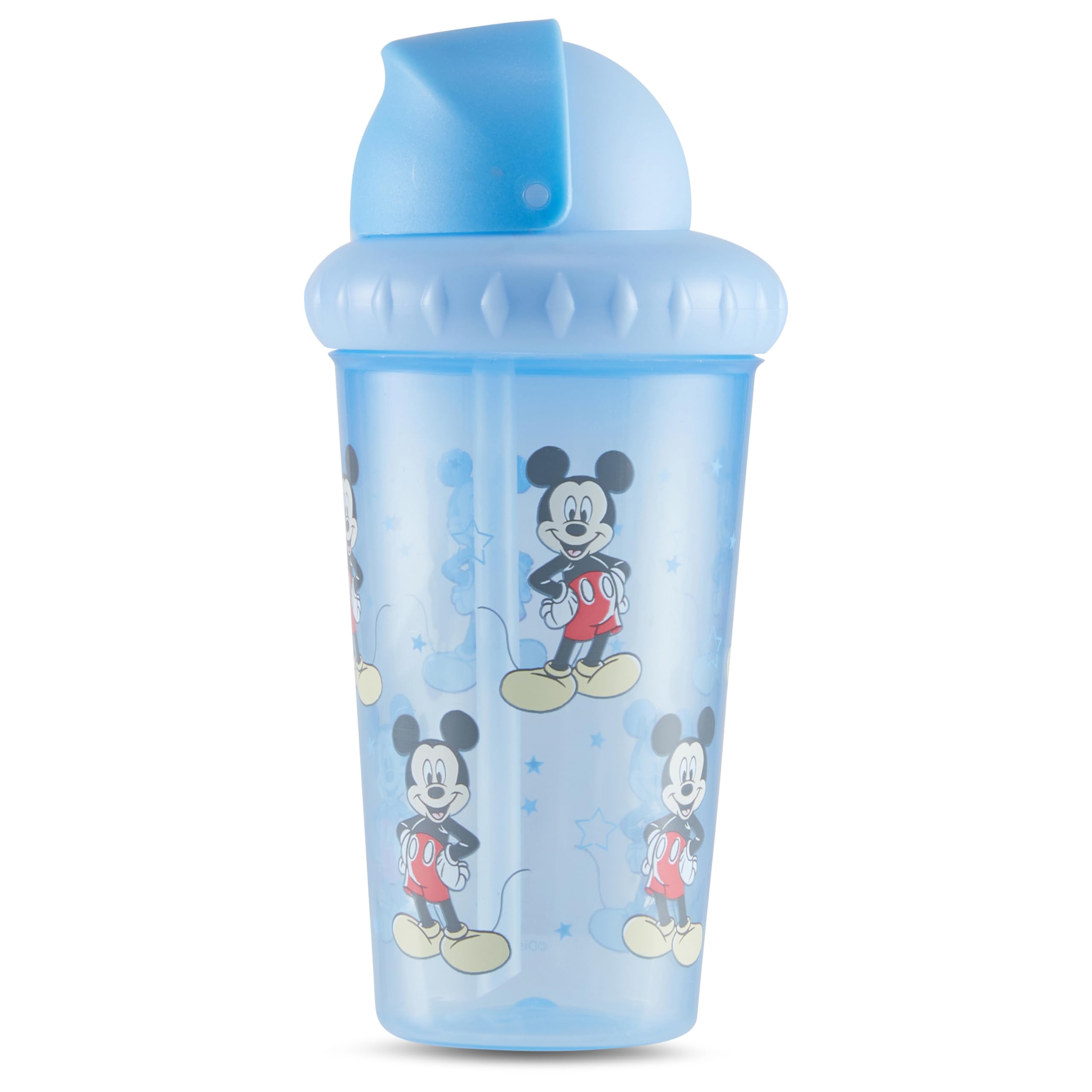 Disney Toddler Sippy Cups for Boys and Girls | 10 Ounce Sippy Cup Pack of Two with Straw and Lid | Durable Blue Leak Proof Travel Water Bottle for Toddlers