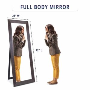 Full Body Mirror with Stand Wooden Framed Floor Length Mirror Stand Up Mirror Full Length Mirror with Stand Mirror Full Length Large Freestanding Leaner Mirror Faux Wood Mirror with Stand – Espresso