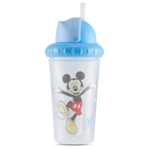 Disney Toddler Sippy Cups for Boys and Girls | 10 Ounce Sippy Cup Pack of Two with Straw and Lid | Durable Blue Leak Proof Travel Water Bottle for Toddlers